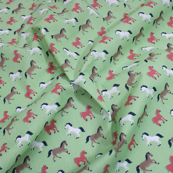 3 Metre, Printed Poly Cotton, (GREEN HORSES) 45" Wide – The Fabric Guys