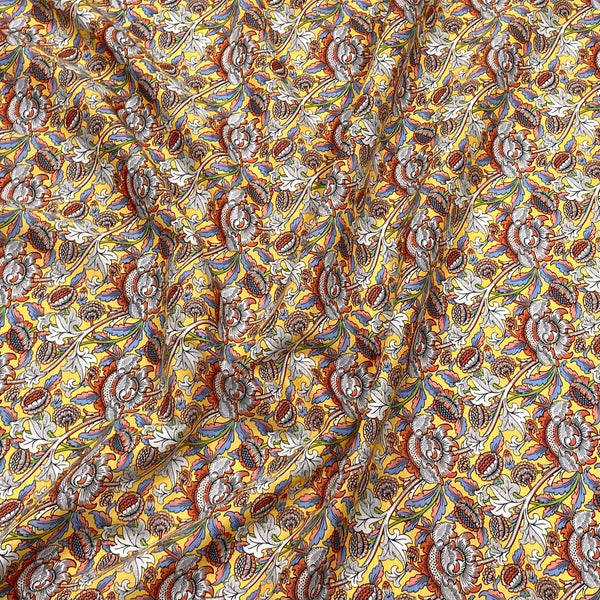 3 Metres Luxury Dressmaking 100% Cotton Lawn- 60" (Yellow Flowers) – The Fabric Guys
