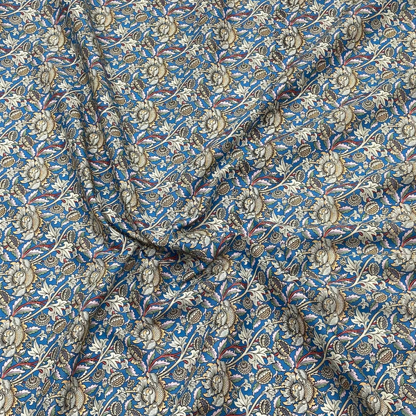 3 Metres Luxury Dressmaking 100% Cotton Lawn- 60" (Blue Flowers) – The Fabric Guys