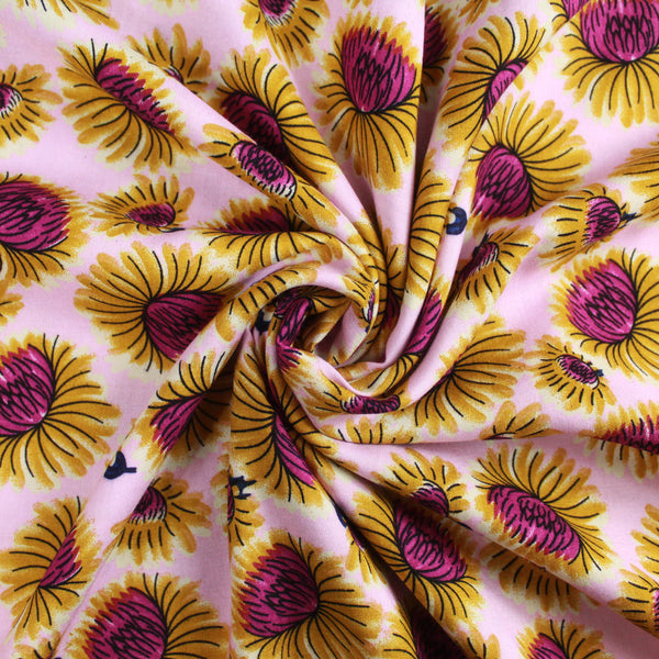 3 Metres Floral Printed Viscose 'Sunflower' 60" Wide Lilac – The Fabric Guys
