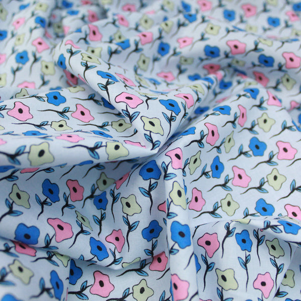 Premium Quality 100% Cotton Lawn 'Floral ' 60" Wide Baby Blue – The Fabric Guys