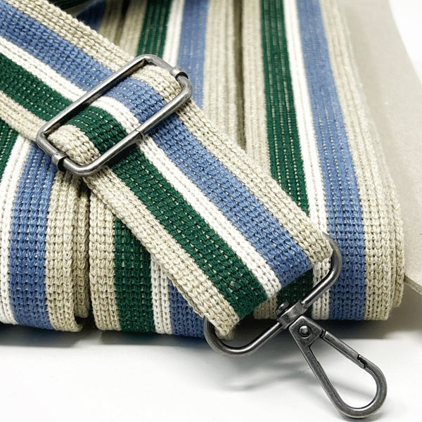 Per Metre 3 Stripped Print Webbing: For Bag Straps- (GREY, EMERALD & B ...